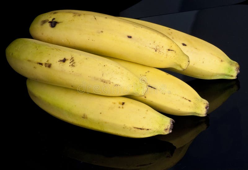 Banana Bunch Black Background Side View Stock Photo - Image of natural ...