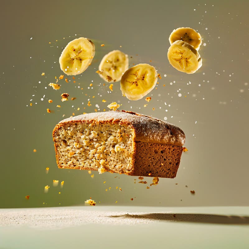 A Banana Cake is Flying through the Air Stock Image - Image of sprinkle ...