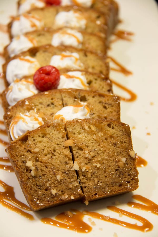 Banana Cake Loaf Cut into Slices Stock Photo - Image of fruit, cake ...