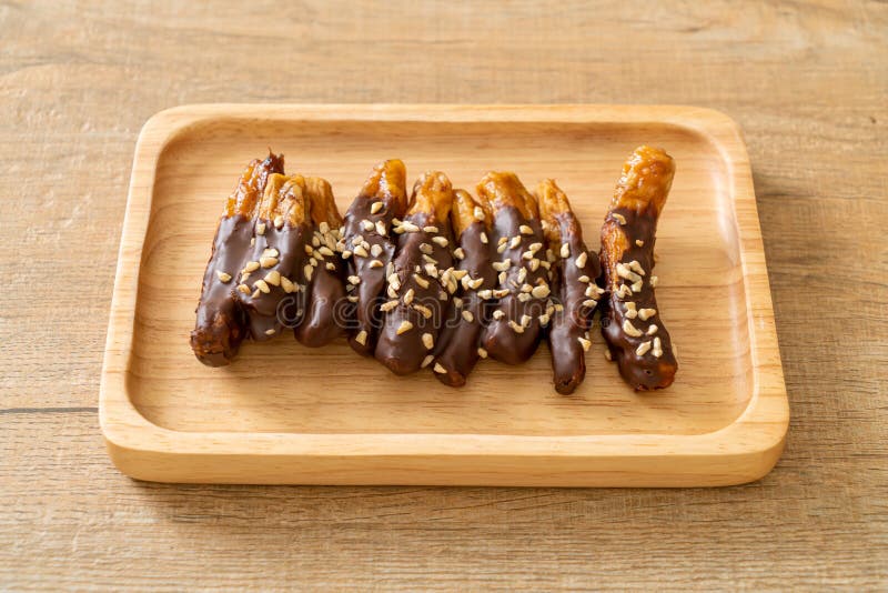 Banana Chocolate Coating or Banana Dipped Chocolate Stock Photo - Image ...