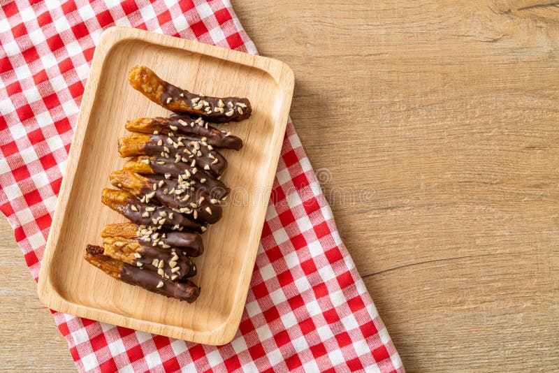 Banana Chocolate Coating or Banana Dipped Chocolate Stock Photo - Image ...
