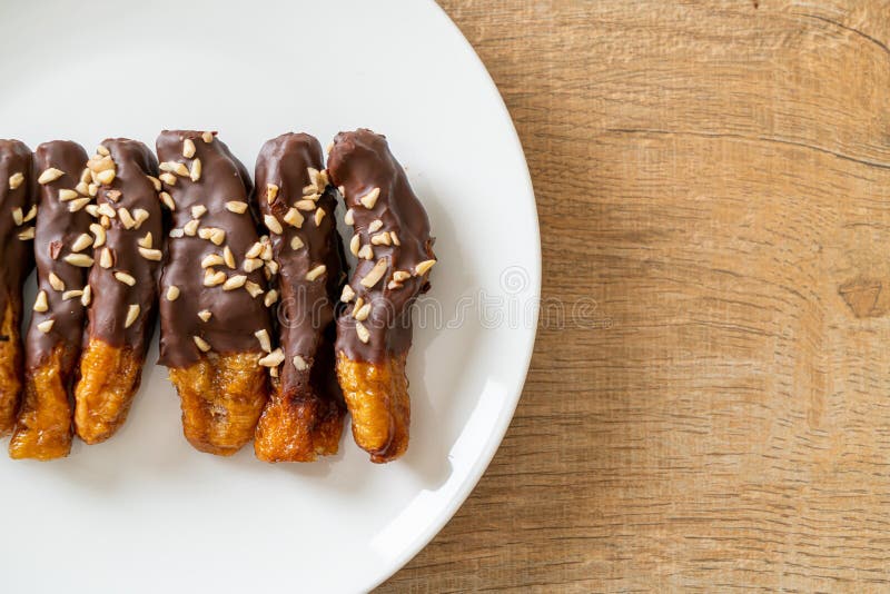 Banana Chocolate Coating or Banana Dipped Chocolate Stock Image - Image ...