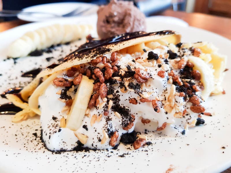 Banana Chocolate Crape stock image. Image of dessert - 132517909