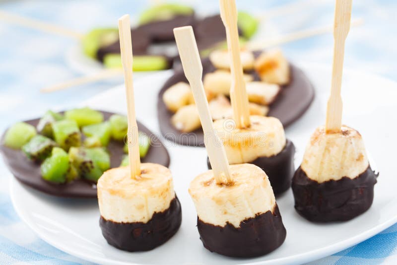 Banana with Chocolate on a Stick Stock Photo - Image of stick, candy ...