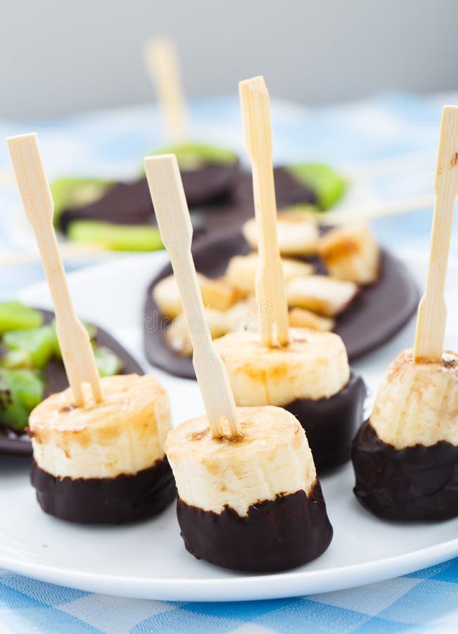 Banana with Chocolate on a Stick Stock Photo - Image of candy ...