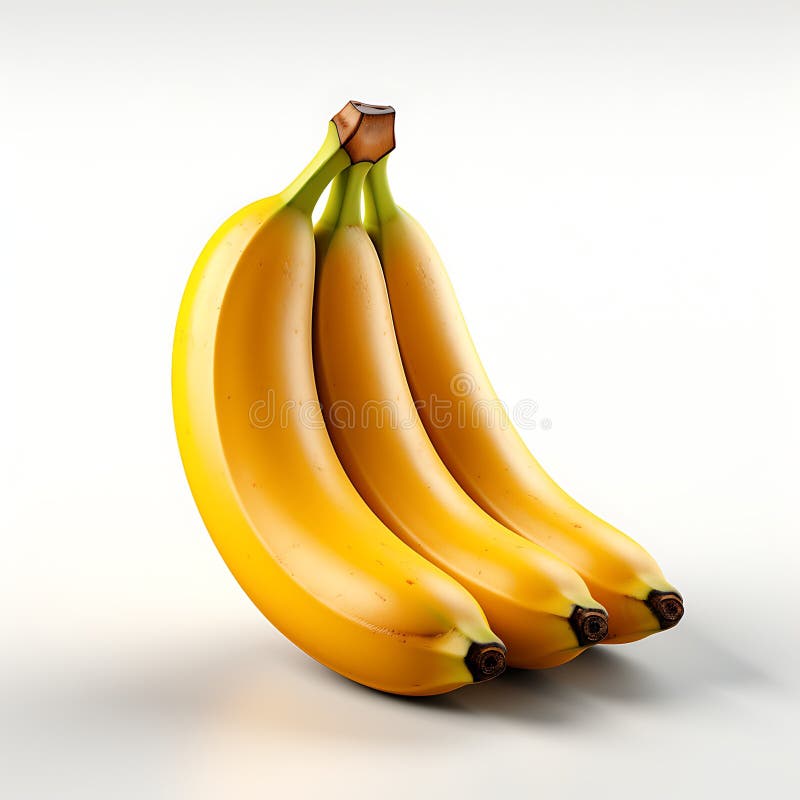 Banana Cluster on White Background Stock Illustration - Illustration of ...