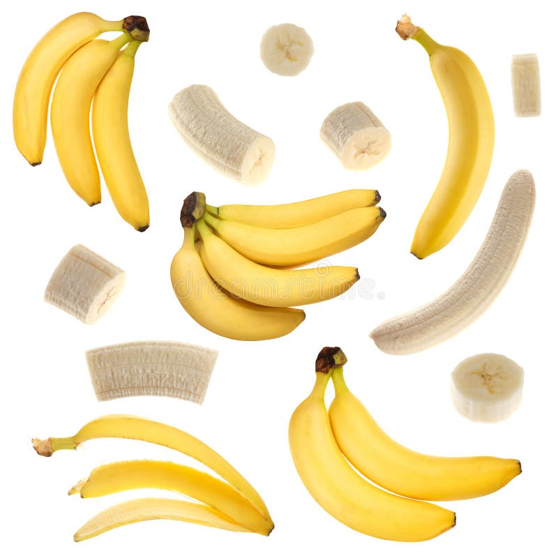 Banana Parts Isolated on White Stock Photo - Image of background ...