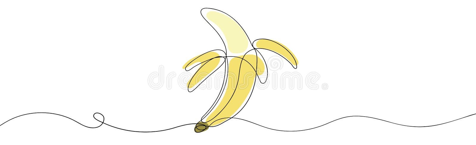 Banana Continuous One Line Drawing, Fruit Vector Illustration Stock ...