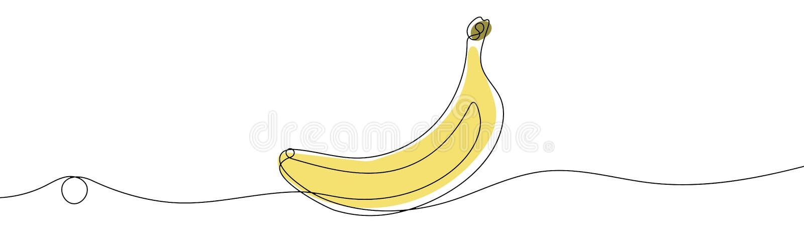 Banana Continuous One Line Drawing, Fruit Vector Illustration Stock ...