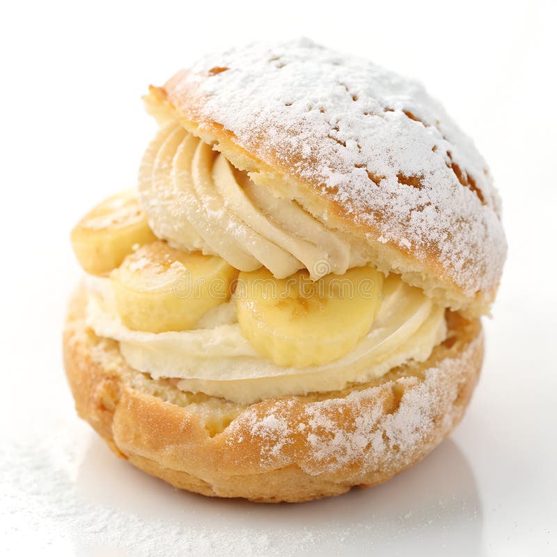 Banana Cream Puff -Light and Fluffy Pastry Delight Stock Photo - Image ...