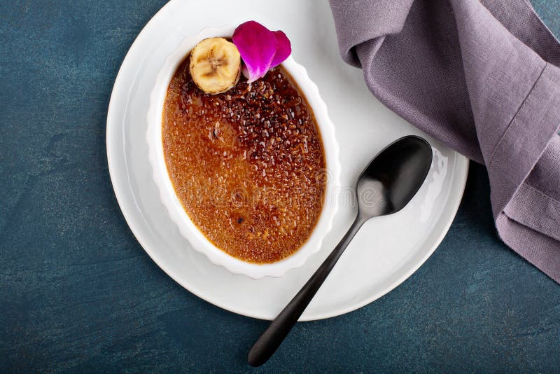 Banana creme brulee stock photo. Image of cooking, caramelised - 163696526