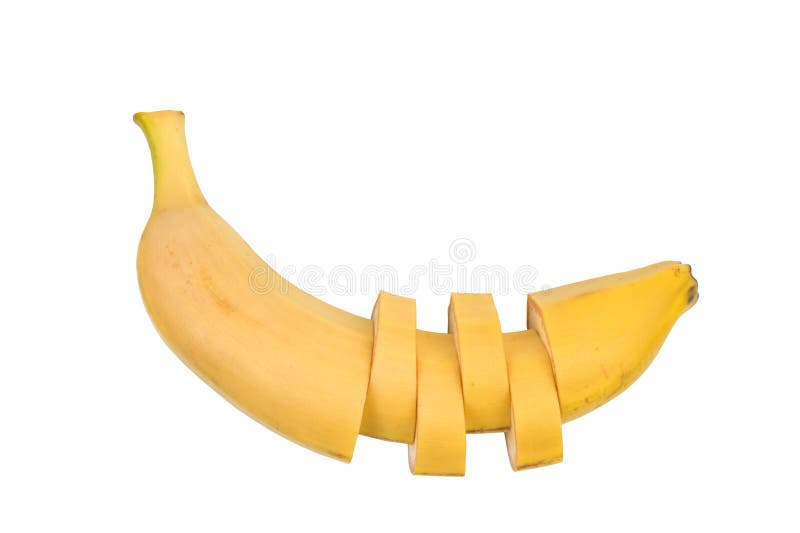 Banana Cut into Pieces. Isolated on White Background Stock Image ...