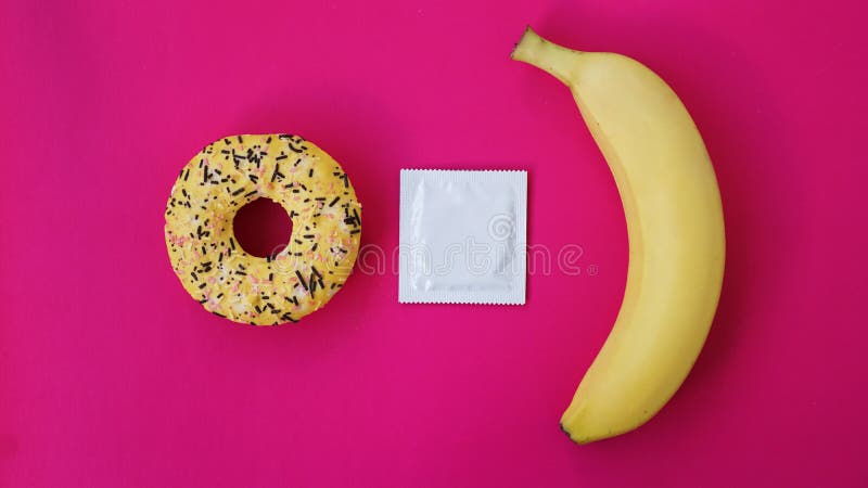 Banana Donut And Condom Sex Idea Bright Picture On A Colorful