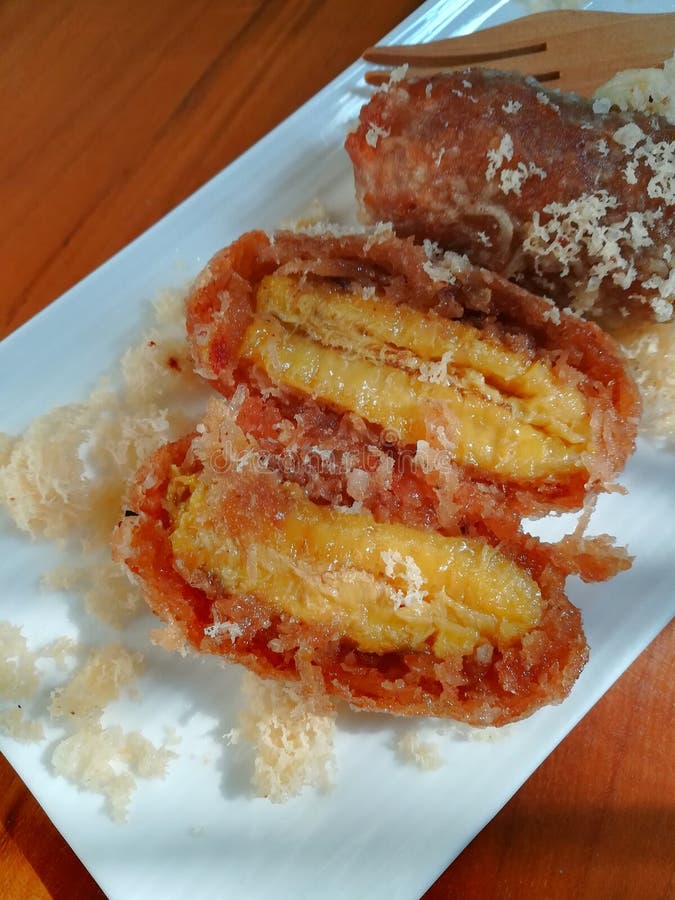 Banana Fried stock photo. Image of roll, grated, battered - 135140964