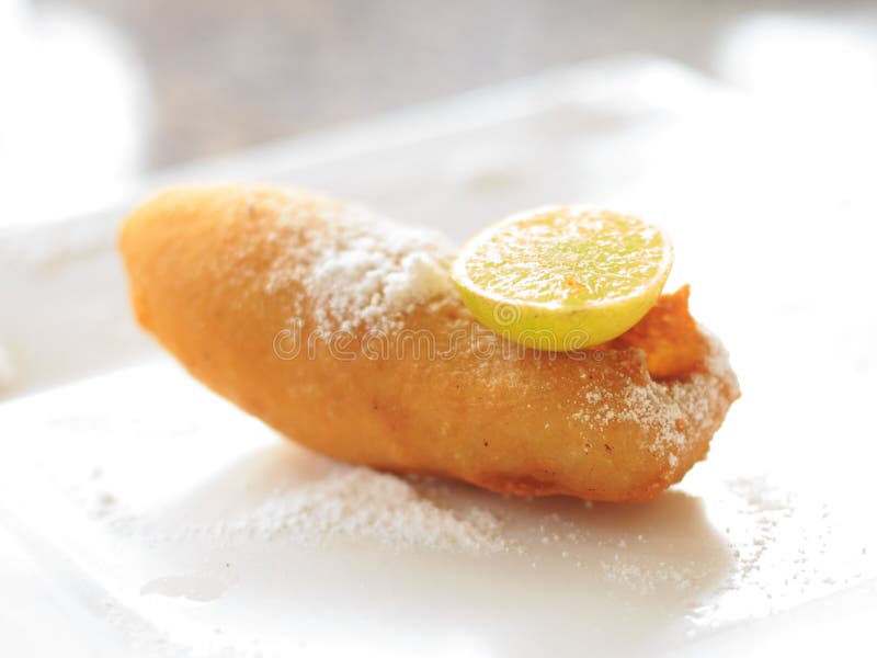 Banana fritters stock photo. Image of lime, snack, stab - 34473964