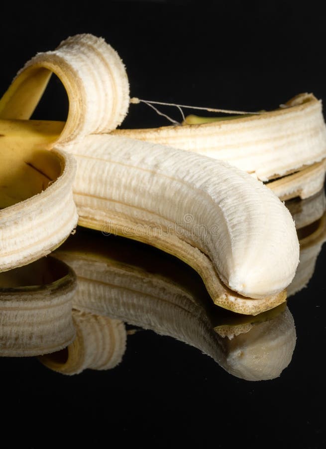 Banana. Fruit. Black. Reflection. Mirror Effect Stock Image - Image of ...