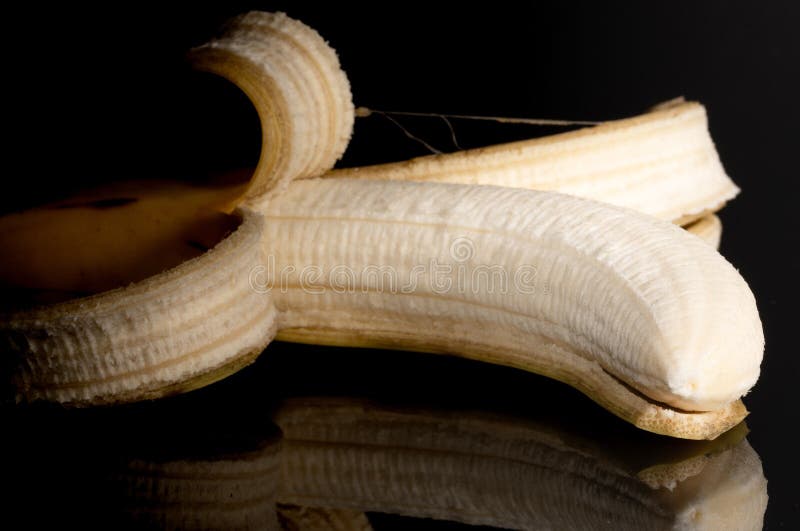 Banana. Fruit. Black. Reflection. Mirror. Effect Stock Image - Image of ...