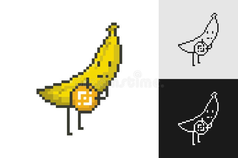 Banana Holding Crypto Coin 8-bit Pixel Art Isolated, Vector Illustration Stock Vector ...