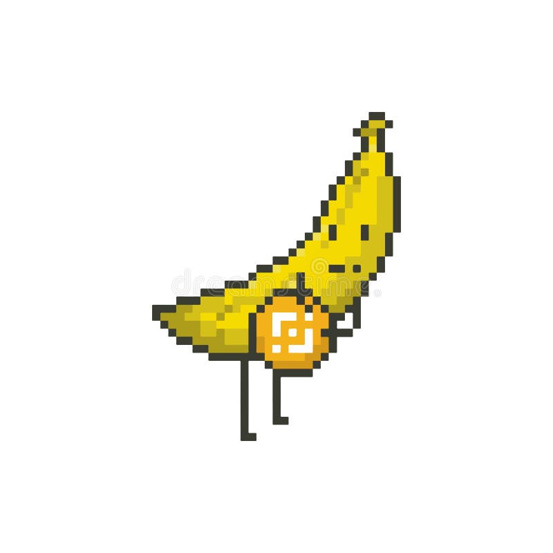 Banana Holding Crypto Coin 8-bit Pixel Art Isolated, Vector ...
