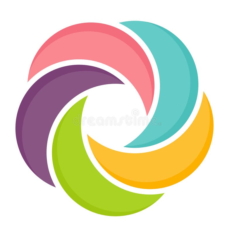 Circle Color Icon. Flat Illustration of Circle Slices with 5 Levels ...
