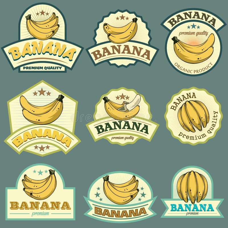 Banana labels stock vector. Illustration of cartoon, colorful - 41125590