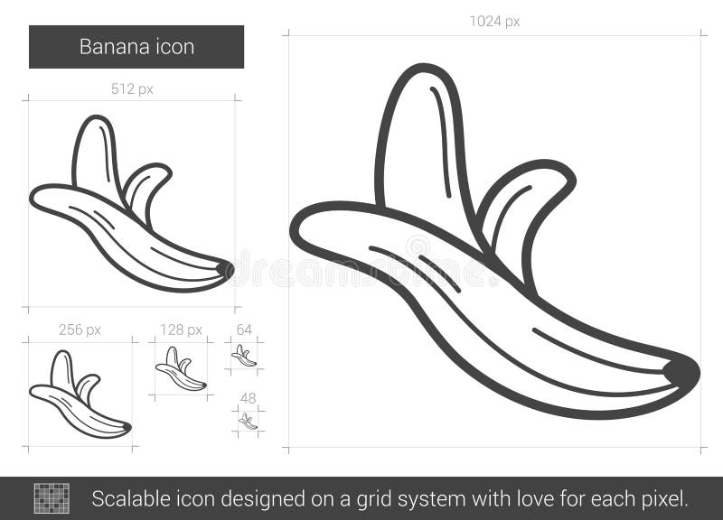 Banana line icon. stock vector. Illustration of organic - 82653130