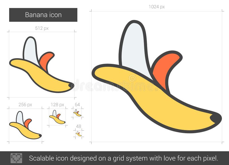 Banana line icon. stock vector. Illustration of natural - 82900335