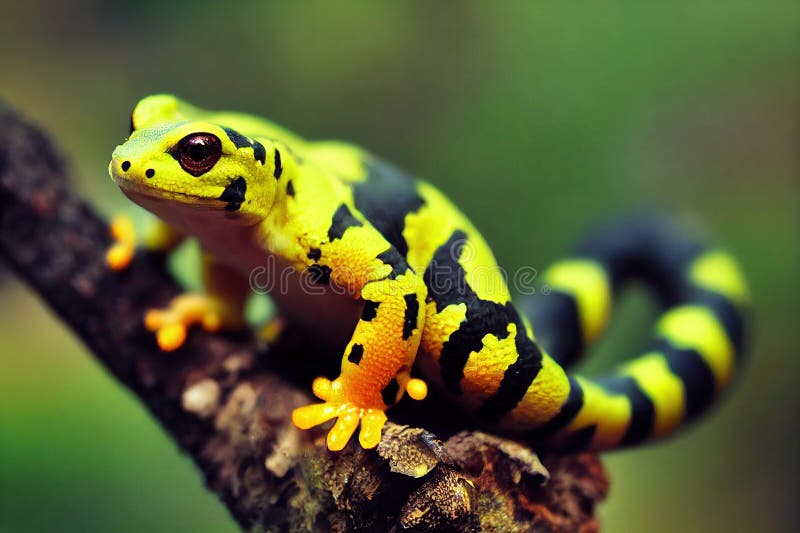 Banana Lizard Salamander with Curved Tail Climbed Tree. Stock ...