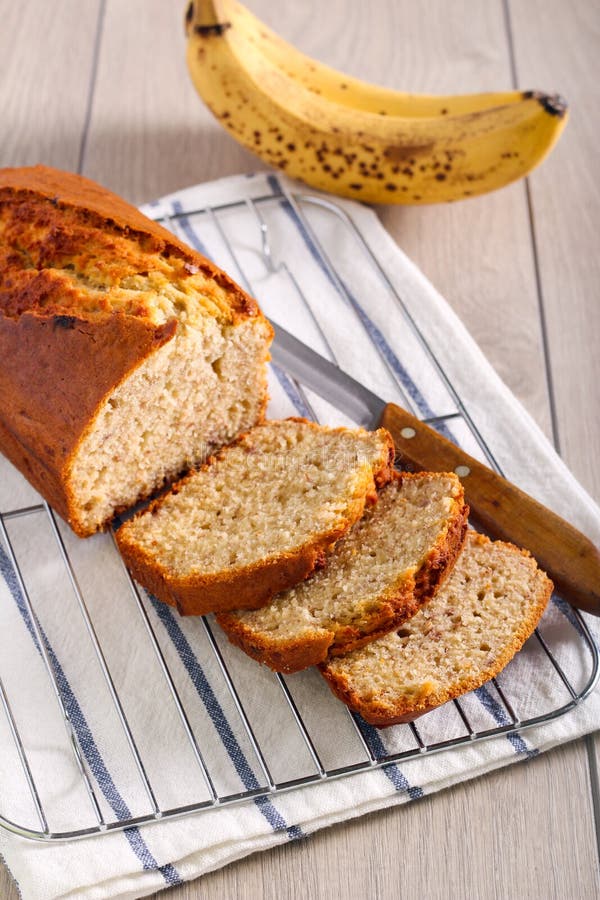 Banana loaf, sliced stock image. Image of brunch, bake - 196038391