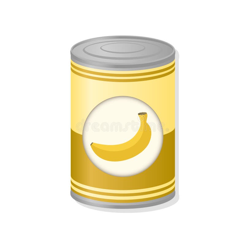 Banana in metal can stock vector. Illustration of container - 80469553