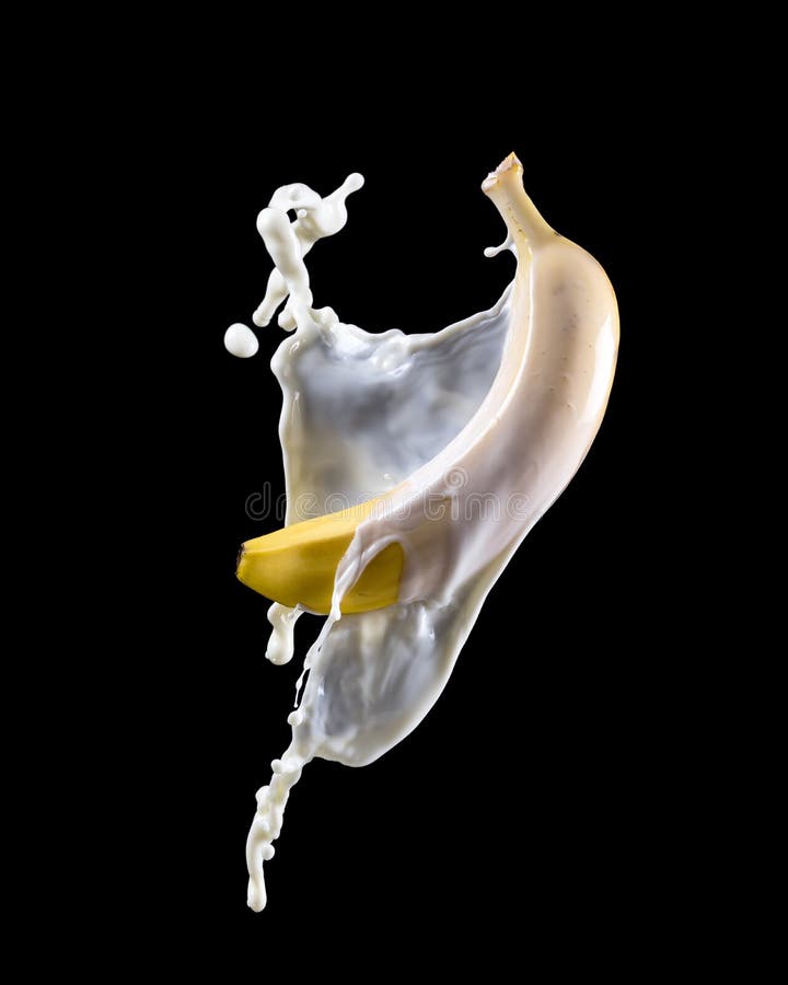 Banana with milk splash stock photo. Image of fruit, ripple - 45842084