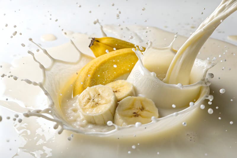 Banana Milk Splash stock illustration. Illustration of food - 370105903
