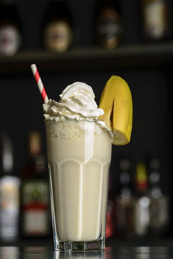 Banana Milkshake in the Restaurant Stock Photo - Image of dairy, banana ...