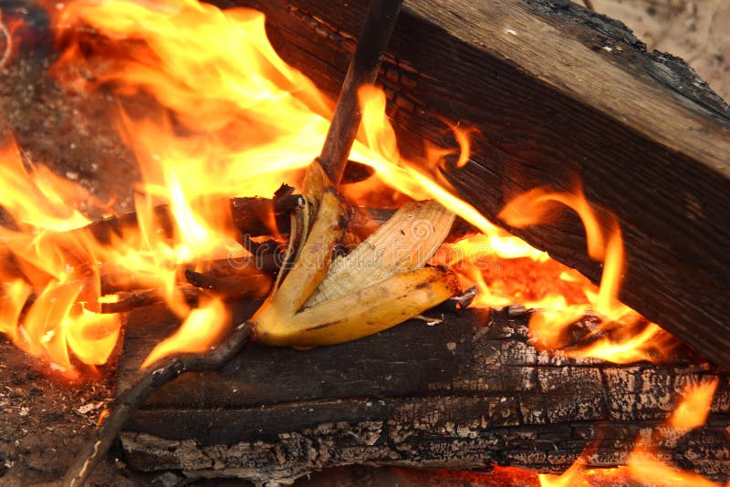 Campfire Banana Smores stock photo. Image of amazing - 99631302