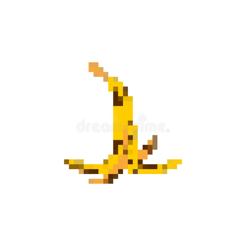 Banana Peel Pixel Art. 8 Bit Old Rotten Banana Peel Stock Vector ...