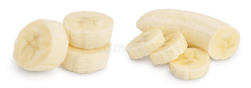 Banana Pieces Isolated on White Background with Clipping Path and Full ...