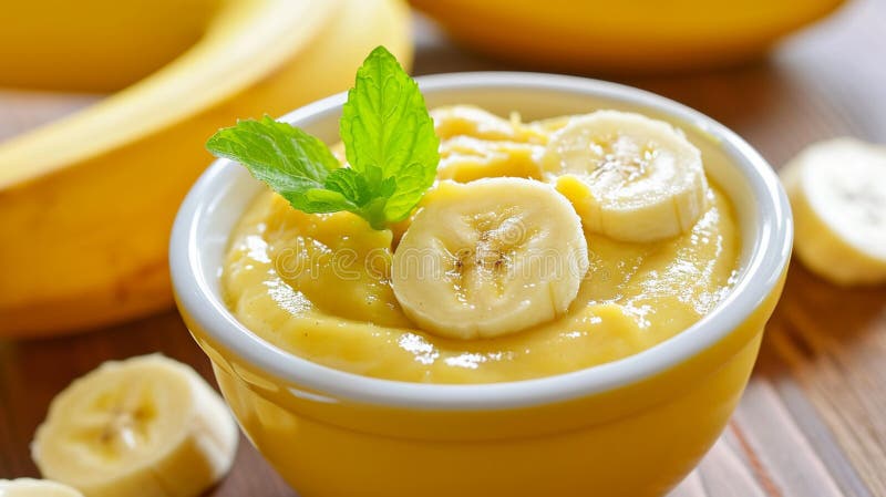 Banana Puree in a Jar and Plate. Food Stock Image - Image of fresh ...