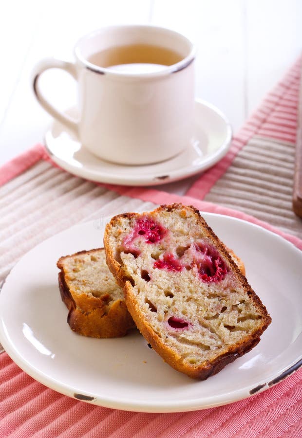 Banana and raspberry cake stock image. Image of homemade - 56803851