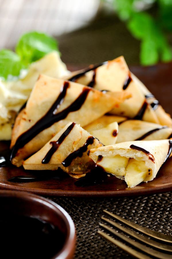 Banana Samosa stock photo. Image of snack, dessert, asian - 102986190
