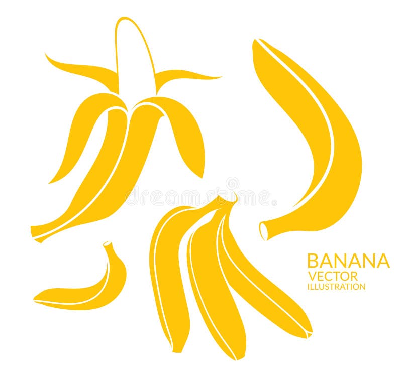 Banana. Set stock vector. Illustration of vegan, silhouette - 62593480