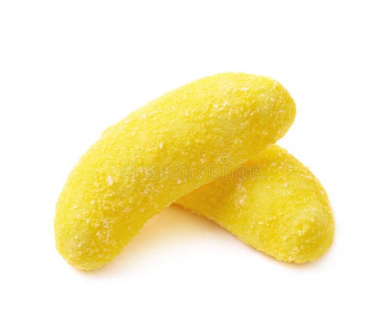 Banana Shaped Chewing Candy Isolated Stock Photo - Image of fruit ...