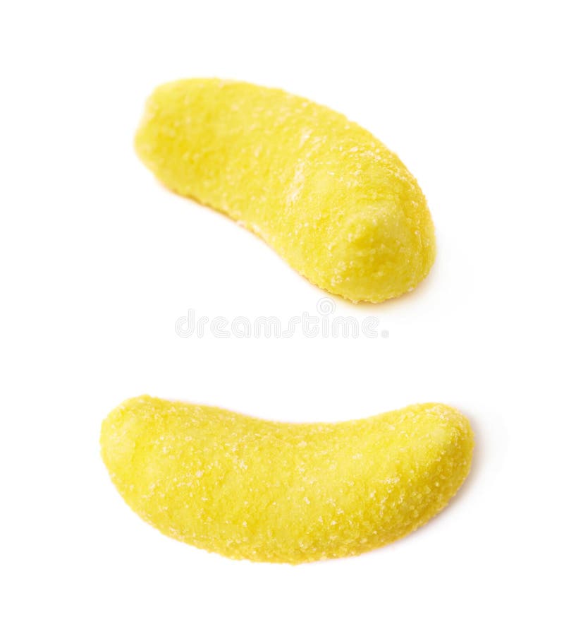Banana Shaped Chewing Candy Isolated Stock Photo - Image of fruit ...