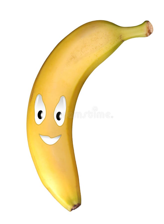 Banana with a Happy Smiley Face. Stock Image - Image of banana, ripened ...