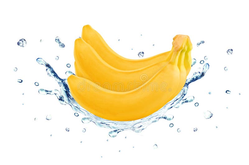 Bananas Splash in Water To Movement Over Black Background Stock Photo ...