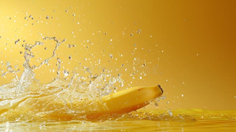 A Banana is Splashing in a Pool of Water on the Table, AI Stock Image ...