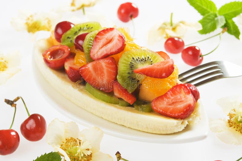 Banana Split with Fresh Fruit Stock Image - Image of photograph, food ...