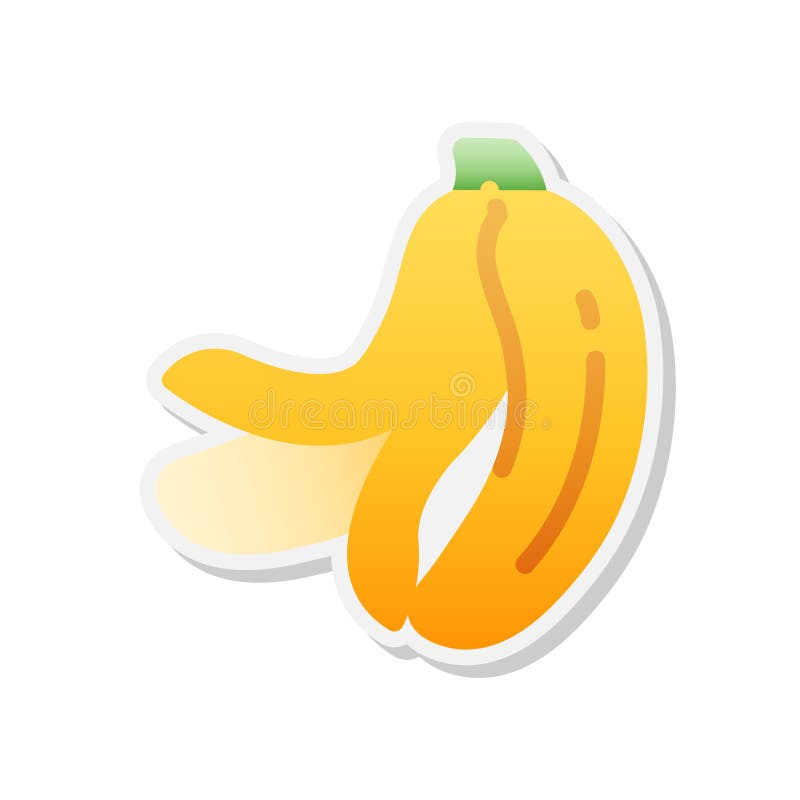 Banana Sticker Icon, Vector, Illustration. Stock Vector - Illustration ...
