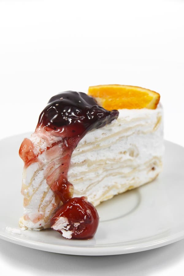 Banana Stuff Cake with Cherry Raspberry Mix Orange Stock Image - Image ...