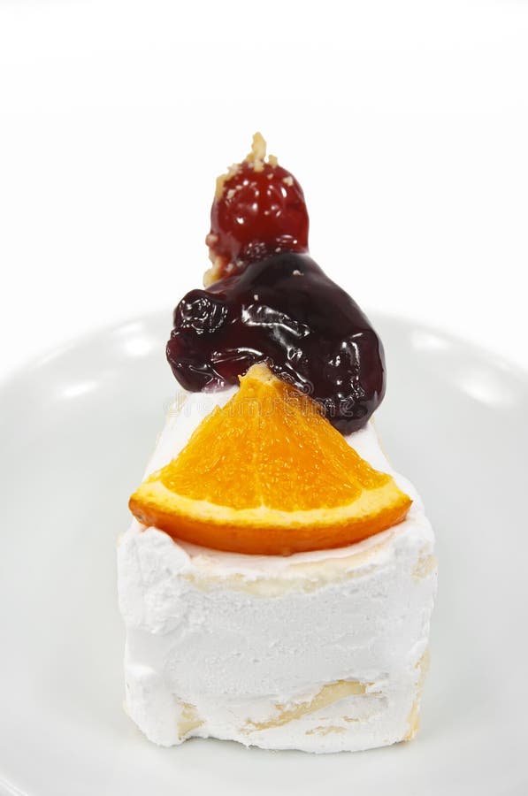 Banana Stuff Cake with Cherry Raspberry Mix Orange Stock Image - Image ...