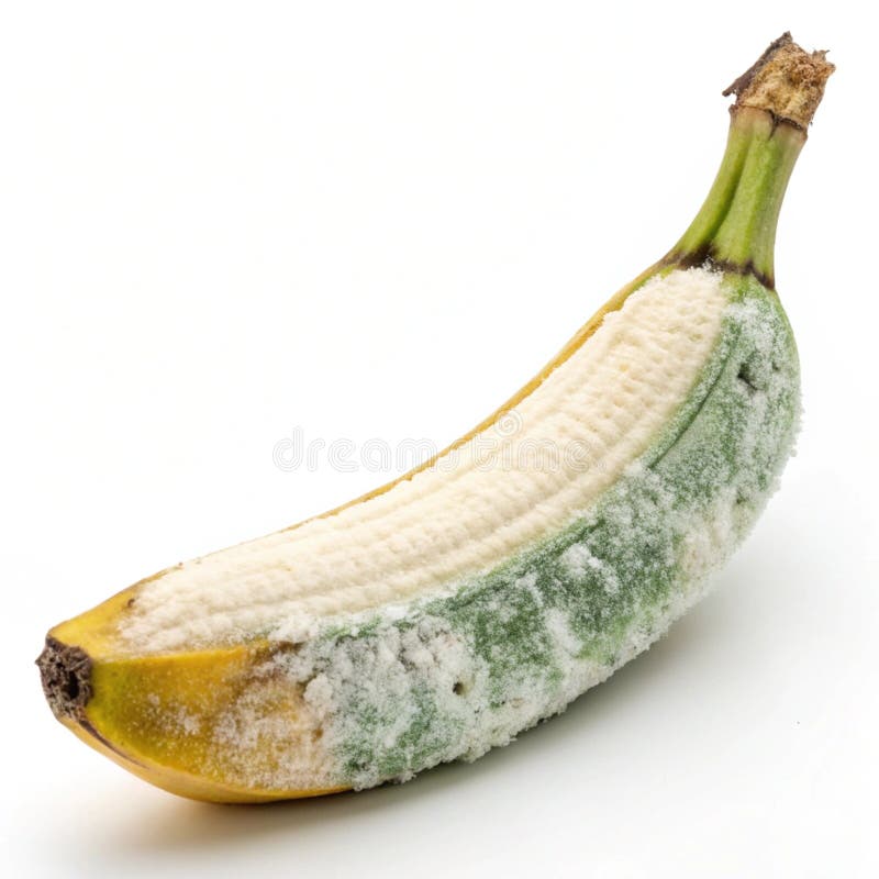 Banana with a Thick Layer of Mold Isolated on White Background Stock ...